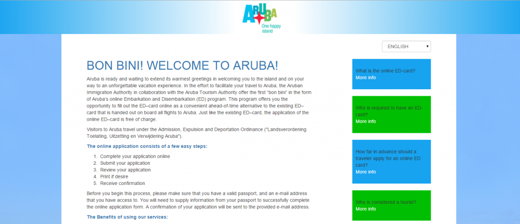 Online Embarkation and Disembarkation (ED) program Aruba | Free Zone Aruba